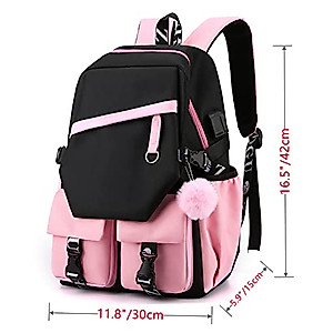 SPIRTUDE Anime backpack Nezuko Backpack Laptop Backpacks with USB Charging Port Travel Bag Daypack Cosplay Backpack (Pink)
