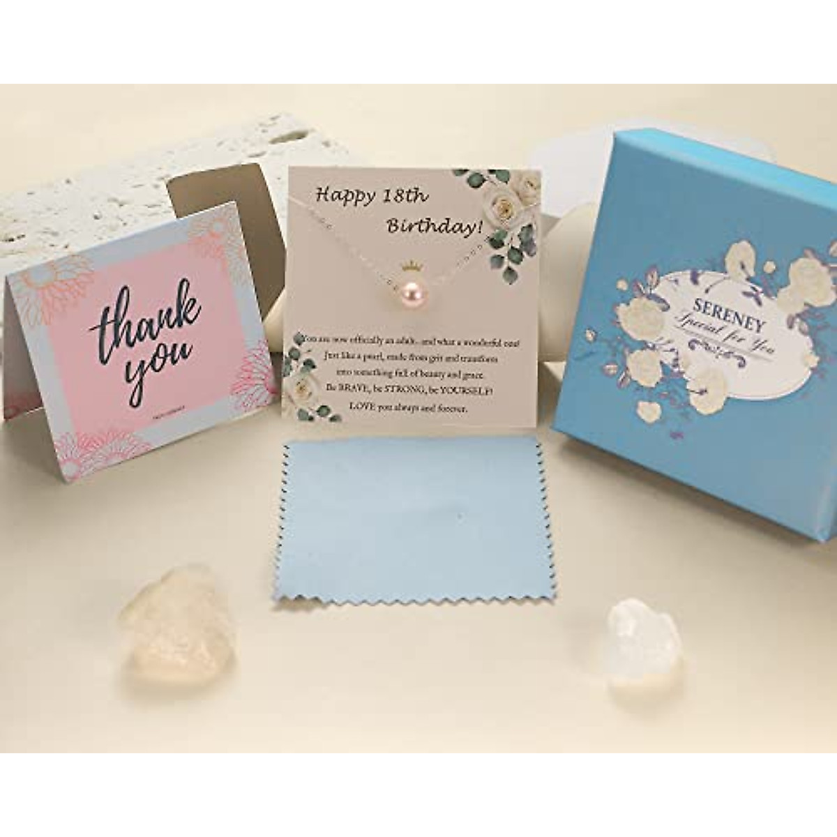 Sereney 18th Birthday Gifts for Girls S925 Sterling Silver Pink Pearl Necklace as Gifts for 18 Year Old Girl,Adujustable Length 18 Birthday Gifts for Girls Trendy 2023