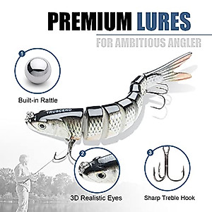 TRUSCEND Fishing Lures for Bass Trout Multi Jointed Swimbaits Slow Sinking Bionic Swimming Lures Bass Freshwater Saltwater Bass Lifelike Fishing Lures Kit