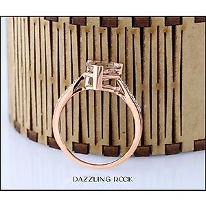 Dazzlingrock Collection 14K Heart-Shaped Morganite & Round Diamond Bridal Promise Engagement Ring, Rose Gold, Size 6.5