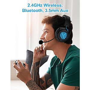 ZIUMIER Wireless Gaming Headset - Low Latency 2.4G Wireless + Bluetooth Gaming Headphones for PC, PS5, PS4, Switch, Mobile - Noise Cancelling Microphone - 50mm Drivers - USB-C Charging (Black)
