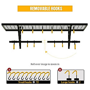 BMJX US Garage Shelves Garage Storage with Two Large Bike Hooks and 8 Small Hooks 31x15.5inch Powder Coated Steel Wall Frame Garage Organization（1 Pack）
