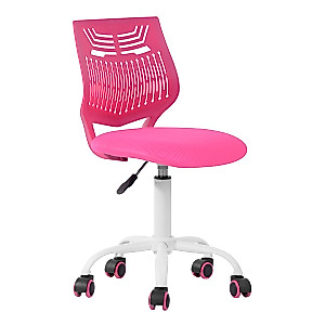 FurnitureR Desk Chair Armless Cute Home Office Desk Chair for Kids, Swivel Computer Task Chair Study Chair with Mesh Padded Cushion and Rolling Wheels for Child, Pink