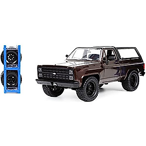 1980 Chevy Blazer Dark Brown Metallic with Black Top with Extra Wheels Just Trucks Series 1/24 Diecast Model Car by Jada 33017