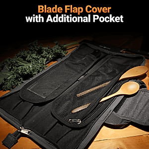 Chef Knife Roll Bag Travel Case | 8 Pockets for Knives & Tools | 2 Flaps with Cleaver & Mesh Pocket | Honing Rod Slot | Chef Knife Case for Professional & Students | Knives Not Included (Denim Grey)