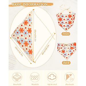 CHLINS 2 PCS Crochet Bandanas Floral Bandana Headband Tie Knitted Headscarf Hair Bandanas for Women Girls Head Kerchief (Flower (orange blue + purple yellow))