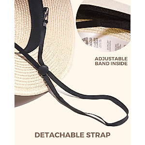 accsa Panama Straw Hat for Women Wide Brim Summer Sun Hat Ladies Straw Hat for Beach UPF 50+