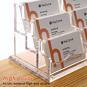 Business Card Holder for Desk, Multiple Cards Display Stand Rack for Women and Men, Clear Acrylic Card Organizer 9 Slot 3 Tiers