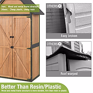 GUTINNEEN Shed Outdoor Storage Upgraded with Durable Metal Frame Garden Shed Tool Storage Cabinet with Wooden Floor Adjustable Shelfs 2.5 x 1.4FT （Brown）