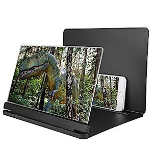 Universal Mobile Phone Screen Magnifier,Portable 12 inches 4~6 Times Zooming Folding Phone Holder Stand Bracket Optical Magnification Cellphone Magnifier for Movies,Videos