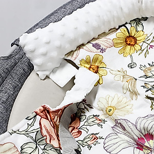 2-in-1 Baby Head Support and Strap Cover for Car Seat, Super Soft Mink Floral CarSeat Insert Cushion Headrest for Bouncers, Strollers, Swing