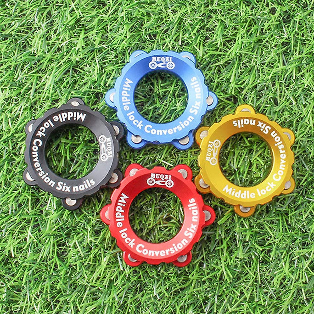 UXELY Bicycle Center Lock 6-Bolt Disc Brake Rotor Adapter, Middle Lock Disc Brake Conversion Seat for Mountain Bikes, Bike Hub Adapter, Centerlock Adaptor 6-Hole Including Lock Ring