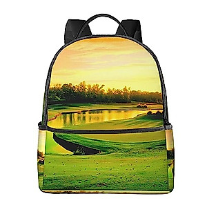 BAFAFA Golf Course Printed Travel Backpack Business Work Bag Computer Bag Outdoor Sports Rucksack