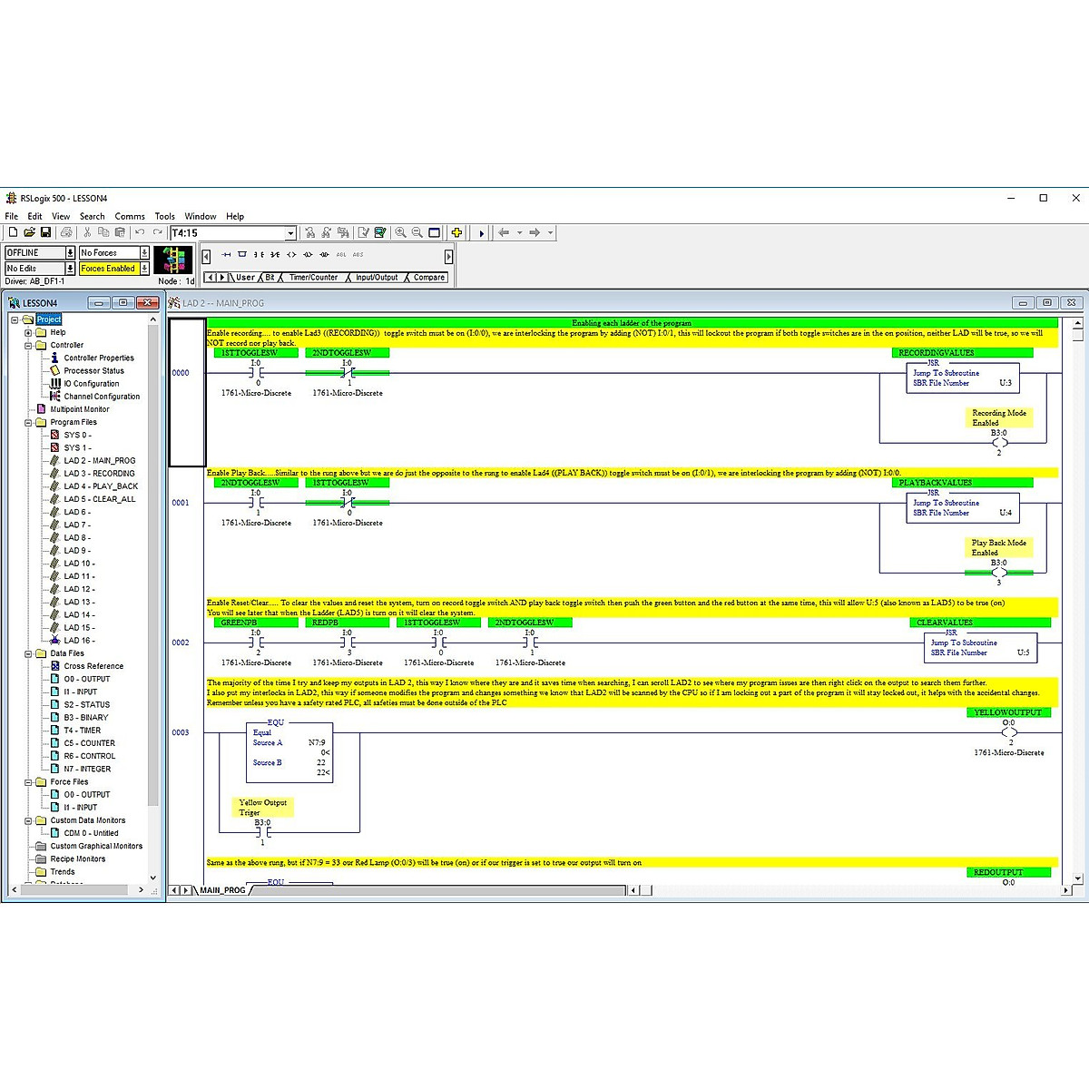 Allen Bradley RSLogix 500 PLC Programming Lessons