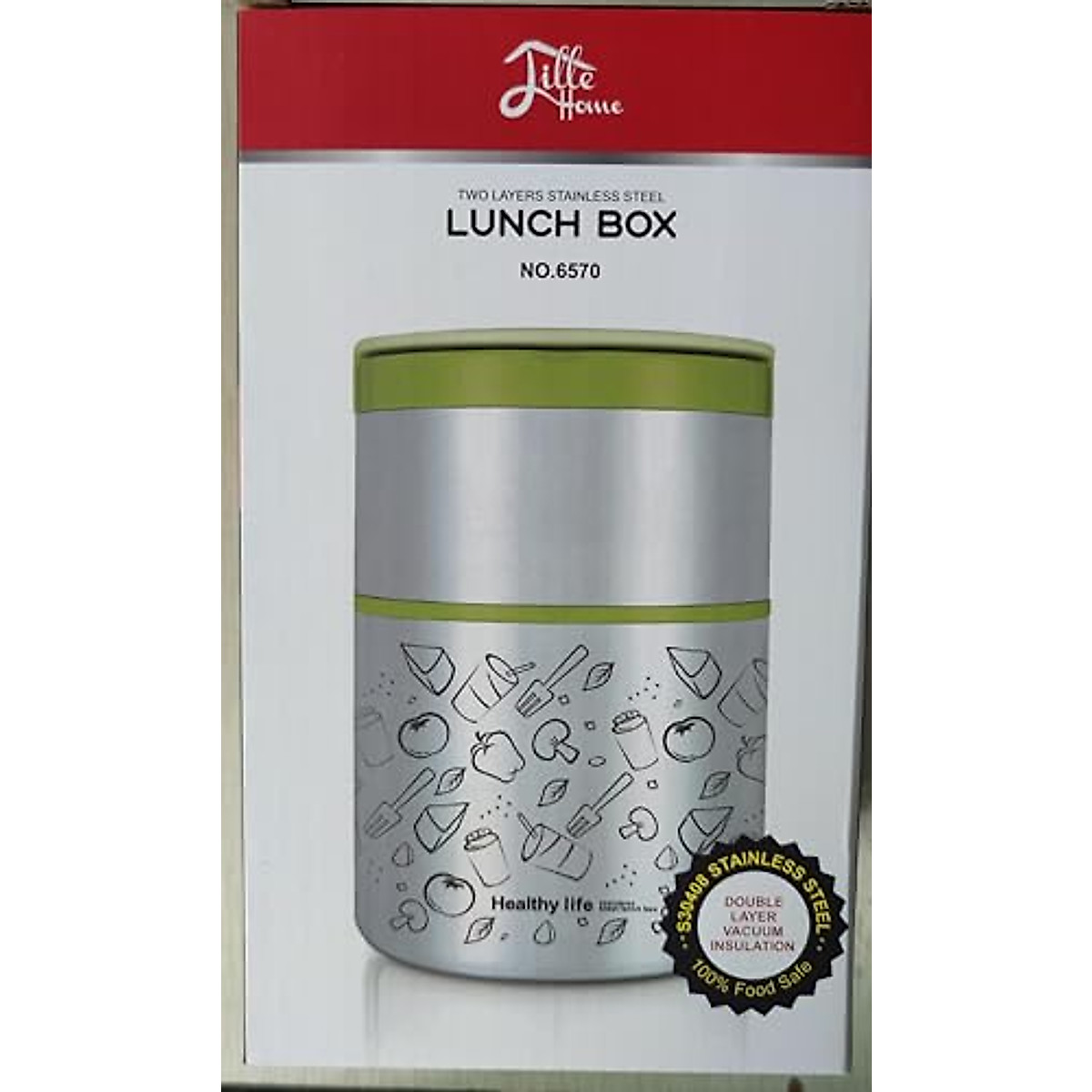 Lille Home Vacuum Insulated Stackable Stainless Steel Thermal Lunch/Snack box, 2-Tier Bento/Food Container with Lunch bag, Smart Diet, Weight Control, 32 Ounces