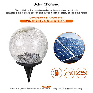 Garden Solar Lights Cracked Glass Globe Lights Outdoor Decorative Waterproof Warm White 30 LED Solar Powered In-Ground Ball Lamp for Lawn Patio Yard Pathway Birthday Halloween Party 1 Pack 3.94"