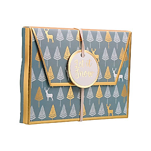 Fifth Ave Kraft Christmas Gift Card Holder Boxes with Foil Hot Stamp (Set of 6)