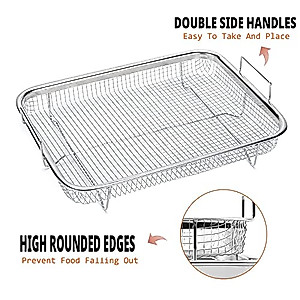 2Pcs Ponliumer Stainless Steel Air Fryer Basket For Oven,Dishwasher safe, Easy to Clean,Air fryer/oven tray suitable for mesh basket for baking/defrosting/frying/food