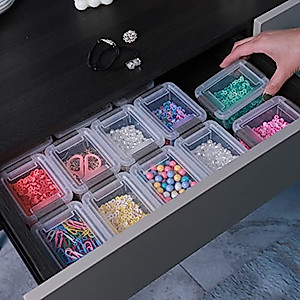 Citylife 20 Packs 0.18 QT Plastic Bead Organizers for Craft & 4 Packs 5.3 QT Storage Bins with Lids with Grey Handle Stackable Storage Containers for Organizing