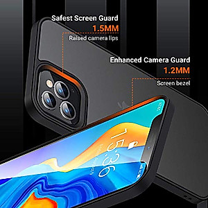 TORRAS Shockproof for iPhone 12 Pro Max Case, Military Grade Drop Protection Translucent Matte Case Compatible for iPhone 12 Pro Max Phone Case, Guardian Series, Black