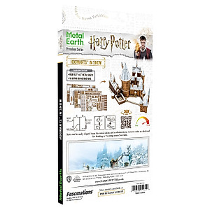 Fascinations Metal Earth Premium Series Harry Potter Hogwarts Castle in Snow 3D Metal Model Kit Bundle with Tweezers
