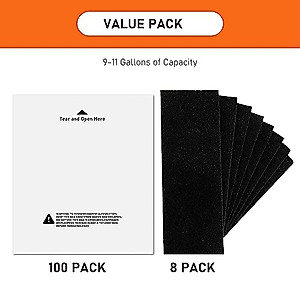 100 Pack Waste Drawer Liners Compatible with All Litter Box Robot Models, 9-11 Gallons Replacement Liners Plus 8 Pack Activated Charcoal Filters, Custom Compatible with Litter Box Robot waste drawer