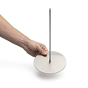 Povame Vertical Skewer Hack with Base - Stainless Steel Brazilian Rack for BBQ Rotisserie Grilling - Complete with Basting Brush