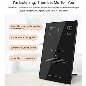 XYGStudy 13.3 inch IPS Display Monitor Capacitive Touch Control Panel Magic Mirror Screen Resolution 1920x1080 Voice Assistant with Raspberry Pi 3 A+ Inside Mini Computer Showing News Weather Time