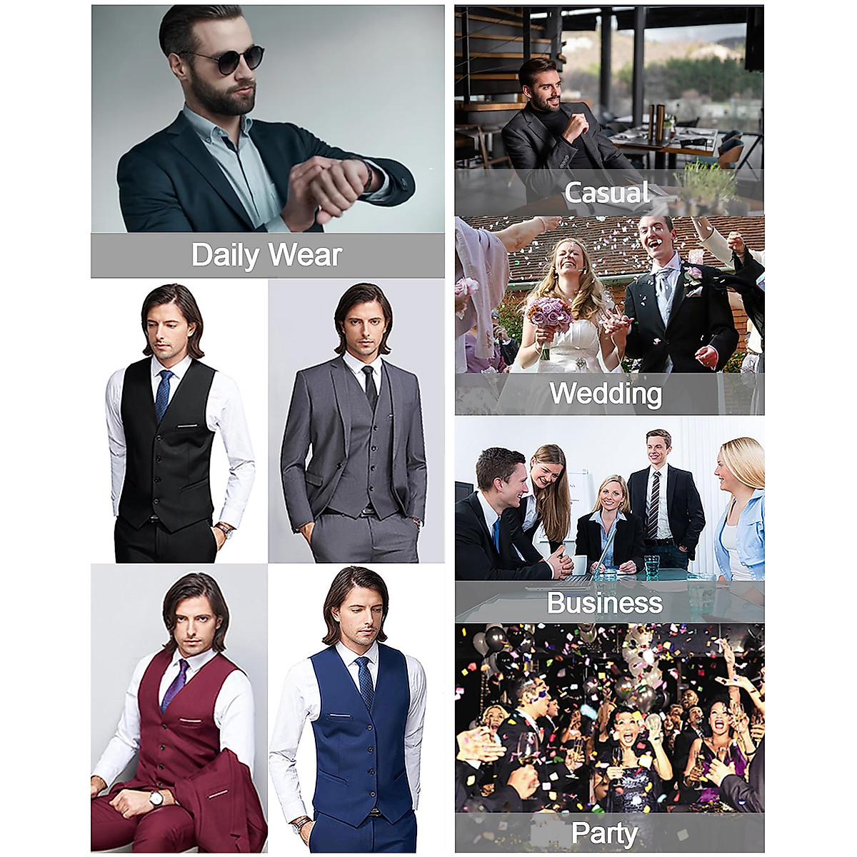 MrSure Men's 3 Piece Slim Fit Suit, One Button Shawl Lapel Tuxedo, Premium Dinner Jacket Vest Pants & Tie Set Royal Blue