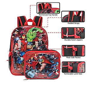 Ruz Marvel Avengers Backpack With Detachable Lunch Box (Red Multi)