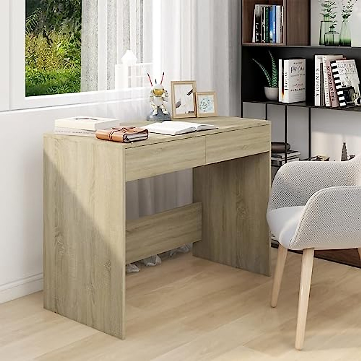 vidaXL Desk Sonoma Oak 39.8"x19.7"x30.1" Engineered Wood