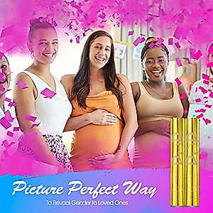 Tamsan Premium Gender Reveal Confetti Powder Cannon - Set of 4 Mixed (2 Blue & 2 Pink) Gender Reveal Confetti Cannon, 100% Biodegradable Tissue Safe Powder Smoke Baby Gender Reveal Party Supplies