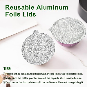 Clinuse Aluminum Foils Lids Seals to Reusable Nespresso Capsules Coffee Pods, 100Pcs Nespresso Vertuo Pods Cover Seals, Compatible with Nespresso Vertuoline Vertuo (61mm, Gray)