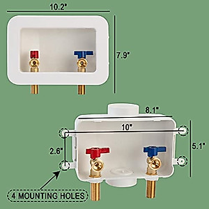 Lingmfg Washing Machine Outlet Box Sweat Thread with 2 inch Central Drain, 1/2 inch Thread, 1/2 inch Copper Sweat, Connection 3/4 inch Washing Machine Hoses