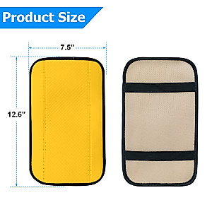 8sanlione Car Armrest Storage Box Mat, Fiber Leather Car Center Console Cover, Car Armrest Seat Box Cover Accessories Interior Protection for Most Vehicle, SUV, Truck, Car (Yellow)