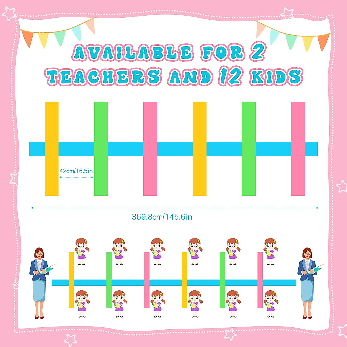 4 Pack Children's Walking Ropes Colorful Walking Rope for Toddlers Outdoor Safety Rope with 12 Handles for Preschool Daycare School, up to 12 Children 2 Teachers