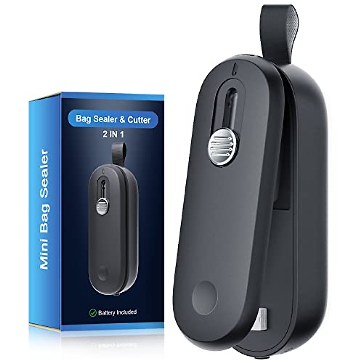 ODSD 2-Pack Bag Sealer Mini, 2 IN 1 Heat Sealer & Cutter Battery Powered,Vacuum Sealer Portable Handheld Bag Resealer Kitchen Gadget Machine for Food Chip Bags Storage (Battery Included)