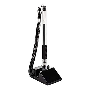 Juvale Desktop Pen - 6-Pack Counter Pens, Security Gel Ink Pens for Bank, Office, Hotel Lobbies, Retail Stores, Anti-Theft Pen with Adhesive-Backed Base, Black, 0.5mm Ballpoint