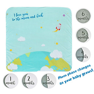 Baby Monthly Milestone Blanket with 20 Milestone Moments Props for Boy & Girl, Photography Blankets, Organic Thick Fleece Blanket Backdrop for Personalized Month Pictures for Girls and Boys