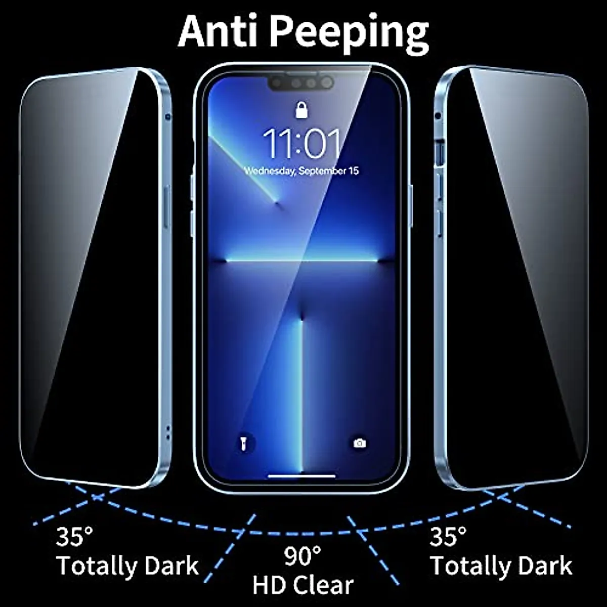 Anti-peep Anti-Spy Privacy Magnetic Case for iPhone 13 Pro Max, Full Body with Built-in Screen Protector Magnetic Clear Back Metal Bumper Double-Sided Tempered Glass Phone Cover (Black)