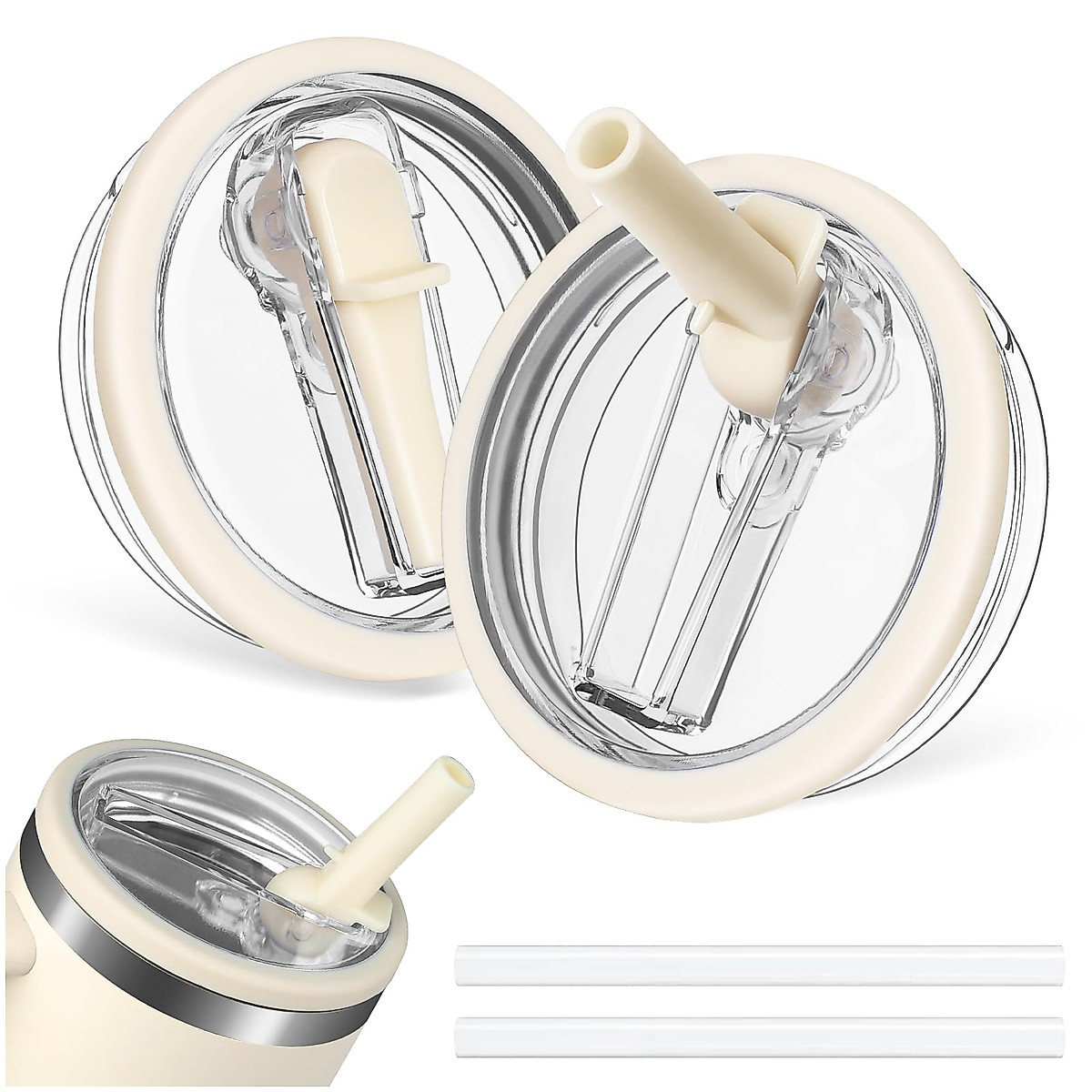 2 Pcs Tumbler Flip Straw Lid Replacement fit for 40 oz Stanley Quencher Cup, Leak-Proof Covers Perfect Fit for Stanley Travel Tumbler