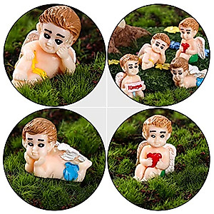 Yardwe 4pcs Cupid Couple Wedding Table Decor House Ornaments Cupid Miniature Statue Cupid Sculpture Cupid Garden Loves Cupid Figurines Tabletop Fairy Statue Resin Makeup Number Lovers