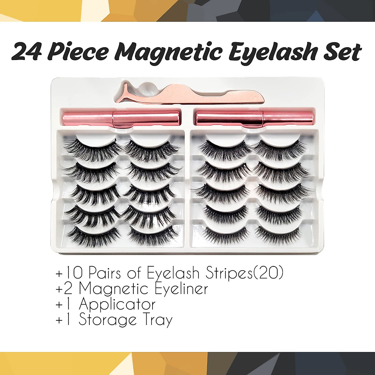 Amber Lash Magnetic Magic Lashes with Eyeliner, Most Natural Looking Magnetic Eyelashes Kit with Applicator, Best 8D and 3D Look, Reusable Fake Eye Lash, No Glue, Strongest Waterproof Liquid Liner