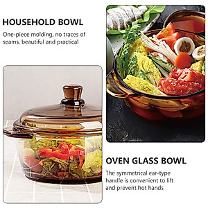 Hemoton 1pc Amphora Large Pho Bowls Ramen Noodle Pot Clear Cookware Stew Pots with Lids Restaurant Serving Bowl Fruit Bowl Baking Dish with Lid - Bowl Glass Salad Salt Toddler