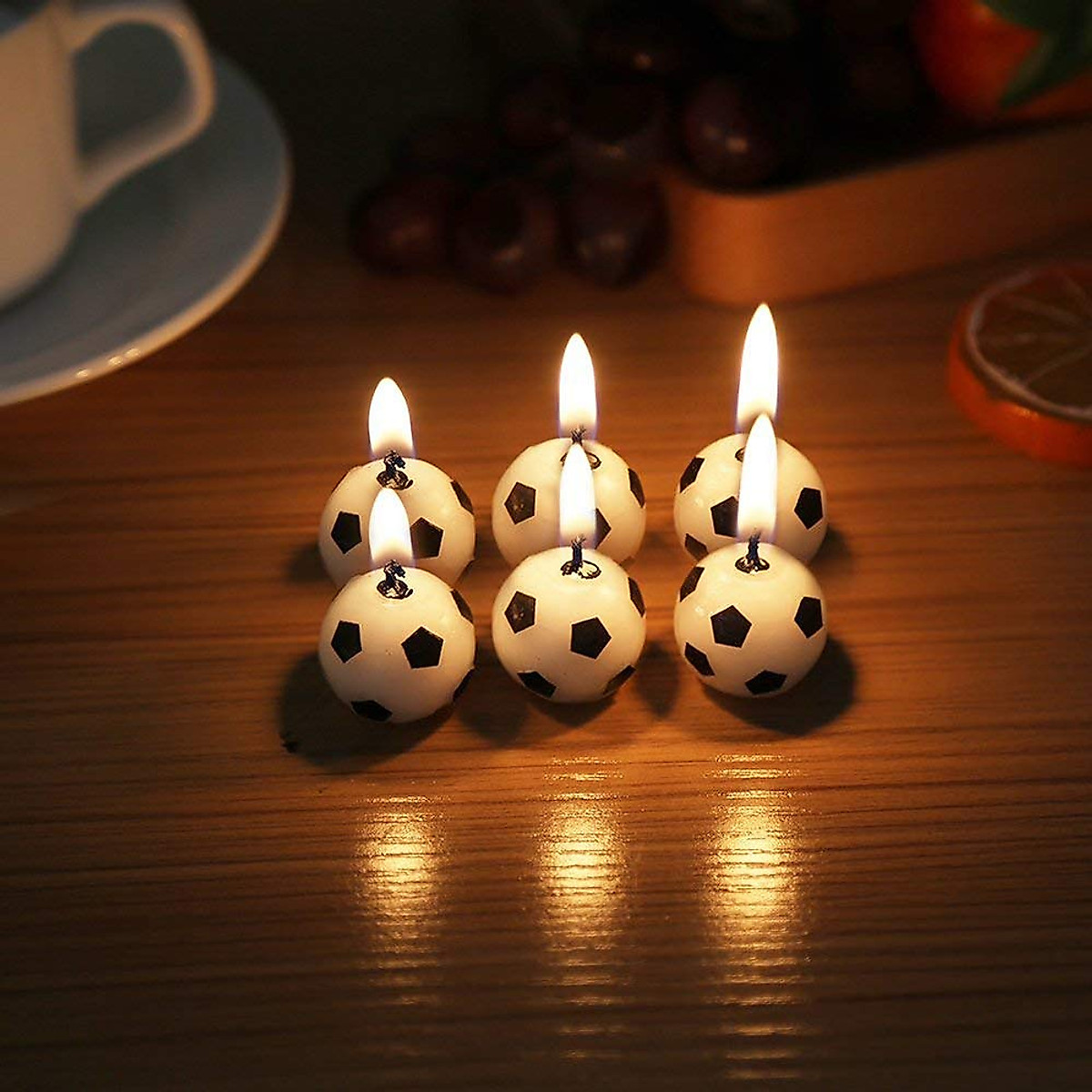 6Pcs Football Cake Candles Decoration Soccer Ball Birthday Party Supplies for Kids Toy Gifts Home Decoration
