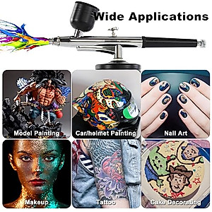Airbrush-Kit Rechargeable Cordless Airbrush Compressor - Auto Handheld Airbrush Gun, Airbrush Set Portable Wireless Air Brush for Barber, Nail Art, Cake Decor, Makeup, Model Painting (Black)