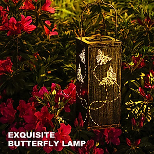Cagosufs Butterfly Solar Lights Outdoor Garden Decor with Ground Stake, Metal Solar Lanterns Waterproof Outside Christmas Decorations for Patio Lawn Yard Landscape Women Gifts