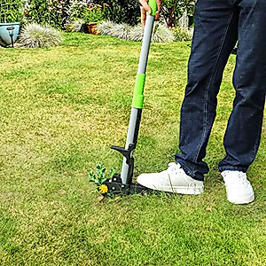 ORIENTOOLS Garden Weeder, Stand-up Steel Weeding Root Puller with 39 Inch Long Handle, Labor Saving Dandelions Remover Tool with 4 Claws and Heavy Duty Foot Pedal, No Bending or Kneeling