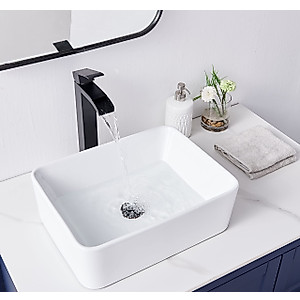 VCCUCINE Rectangular Vessel Sink, 16"X12" Small Bowl Bathroom Vessel Sink, White Ceramic Lavatory Above Counter Art Basin Vanity Sink