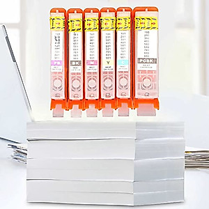 Walfront 6Pcs Ink Cartridge Printer Ink Cartridge Inkjet Cartridge Accessory Set Kit for PIXMA TR7540 TR8540 TS6140 TS8140 TS9140